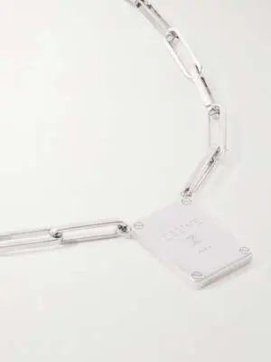 Celine Tag Logo-embossed -tone Pendant Necklace