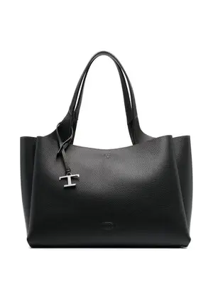 TOD'S Medium Leather Shopping Bag - Black