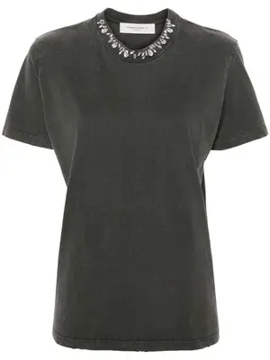 GOLDEN GOOSE Embroidered Cotton T-shirt - Grey