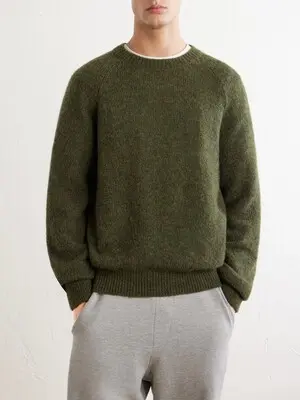 Dries Van Noten Brushed Alpaca-blend Crewneck Sweater - Green