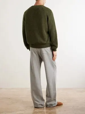 Dries Van Noten Brushed Alpaca-blend Crewneck Sweater - Green