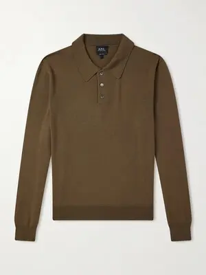 A.p.c. Riou Virgin Wool Polo Shirt - Green