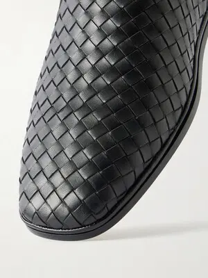 Bottega Veneta Palazzo Intrecciato Leather Loafers - Black