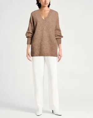 PAOLO PECORA Sweater Light Brown Size Alpaca Wool, Merino Wool, Polyamide, Elastane