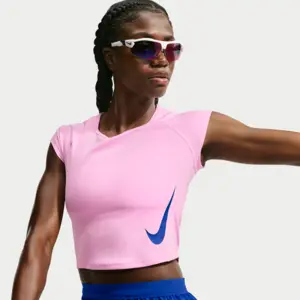 Nike Tempo Swoosh Dri-fit Cap-sleeve Running Top - Pink