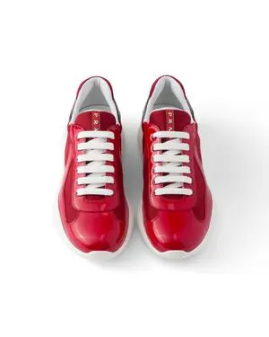 Prada Patent Leather And Technical Fabric America's Cup Sneakers - Red/anthracite