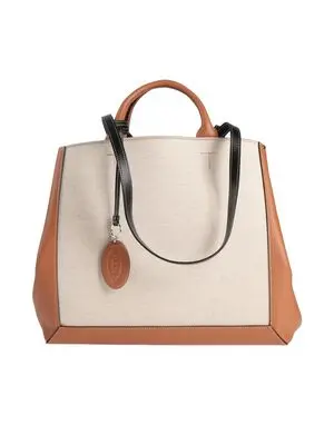 TOD'S Maxi Two-tone Tote Bag In Canvas And Pebbled Leather