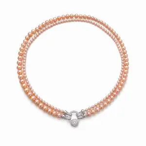 NINEMOO Champagne Camellia Duet Necklace - Pink
