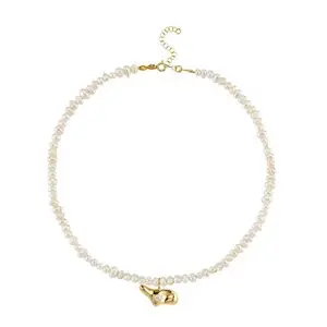 LINYA JEWELLERY Solstice Eye Detailed Amorphous Sand Pearl Necklace - Gold