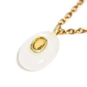 KYBELE STUDIO Moon Tide Crystal Quartz Oval Pendant Necklace - Yellow