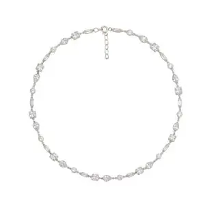 LINYA JEWELLERY Geometric Row Stone Necklace - Silver