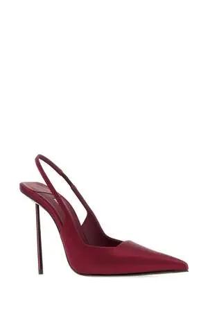 LE SILLA Burgundy Satin Amelia Pumps