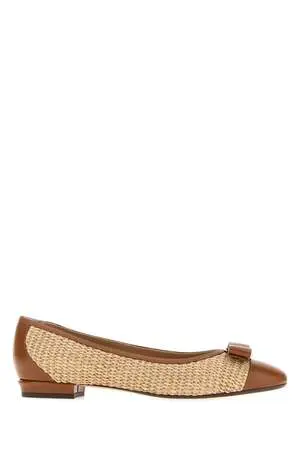 FERRAGAMO Rafia Varina Ballerinas - Light Brown