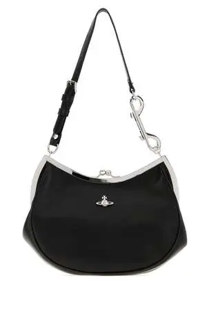 VIVIENNE WESTWOOD Leather Charm Frame Purse Shoulder Bag - Black