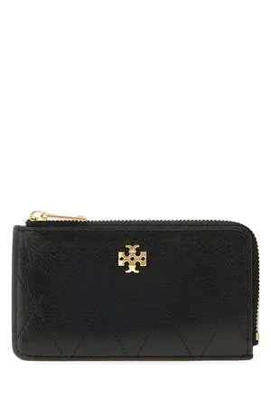 Tory Burch Leather Charlie Card Holder - Black