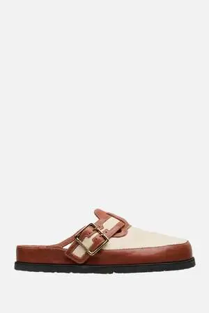 BIRKENSTOCK Bold Buckled Canvas Clogs - Marrone