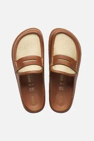 BIRKENSTOCK Raffia And Leather Mules