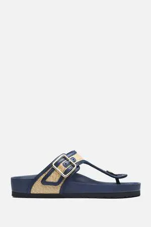 BIRKENSTOCK Gizeh Framed Raffia Thong Sandals - Blu