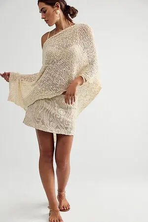 Free People Jade Knit Poncho - Ivory