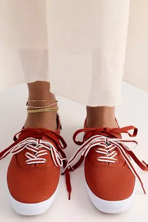 KEDS Keds Champion Canvas Varsity Stripe Lace-Up Sneakers Rust