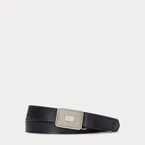 Ralph Lauren Engine Turned–buckle Leather Belt - Black