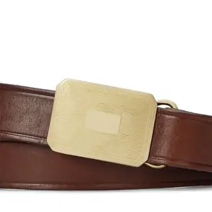 Ralph Lauren Engine-turned Buckle Leather Belt - Brown