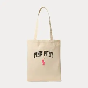 Ralph Lauren Pink Pony Canvas Shopper Tote - Natural Multi