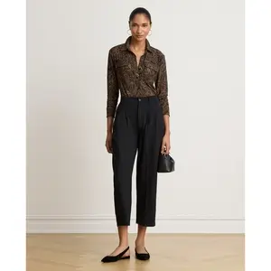 Ralph Lauren Pleated Ponte Tapered Ankle Pant