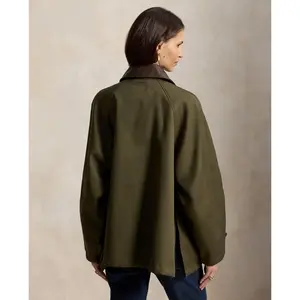 Ralph Lauren Cotton Twill Barn Jacket With Leather Collar - Basic Olive