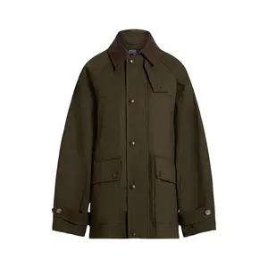 Ralph Lauren Cotton Twill Barn Jacket With Leather Collar - Basic Olive