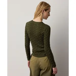 Ralph Lauren Cable-knit Silk-blend Crewneck Sweater - Cypress