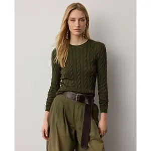 Ralph Lauren Cable-knit Silk-blend Crewneck Sweater - Cypress