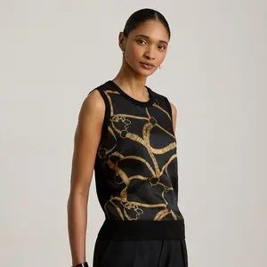 Ralph Lauren Sleeveless Sweater With Belting Print