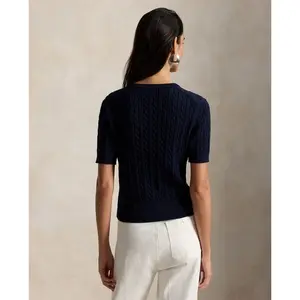 Ralph Lauren Mini-cable Short-sleeve Henley Sweater - Hunter Navy
