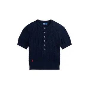 Ralph Lauren Mini-cable Short-sleeve Henley Sweater - Hunter Navy