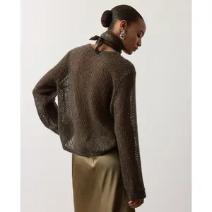 Ralph Lauren Metallic Mesh Boatneck Sweater