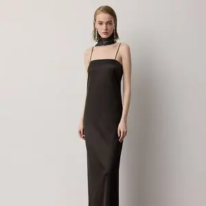 Ralph Lauren Demetrius Satin Evening Dress - Espresso