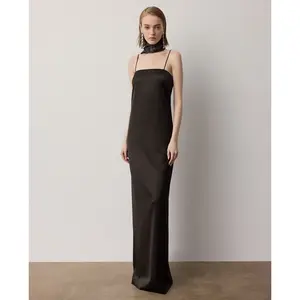Ralph Lauren Demetrius Satin Spaghetti Strap Column Maxi Dress