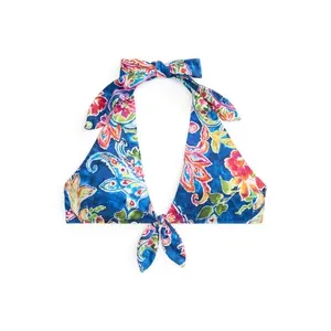 Ralph Lauren Paisley Tie-front Halter Bikini Top