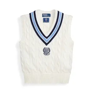 Ralph Lauren Wimbledon Cable Knit Cotton Vest