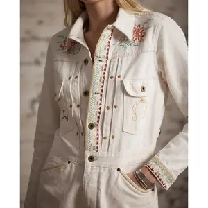 Ralph Lauren Embroidered Cotton-linen Denim Coverall