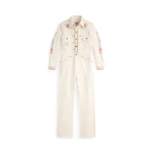Ralph Lauren Embroidered Cotton-linen Denim Coverall