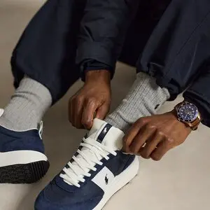 Ralph Lauren Train 89 Suede & Oxford Sneakers - Navy