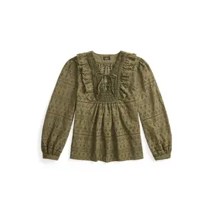 Ralph Lauren Eyelet-embroidered Cotton Voile Blouse