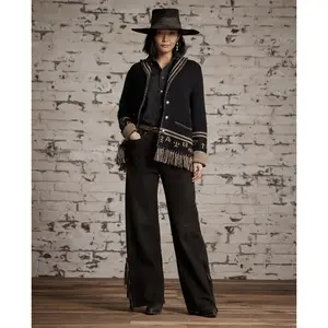 Ralph Lauren Fringe-trim Suede Western Pant