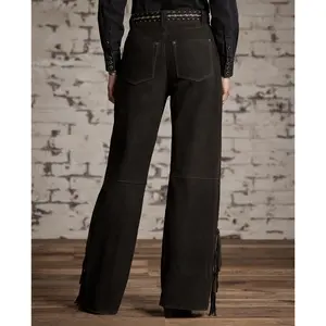 Ralph Lauren Fringe-trim Suede Western Pant