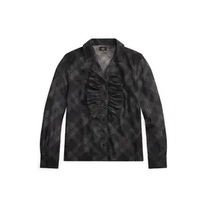 Ralph Lauren Plaid-print Cotton Voile Blouse