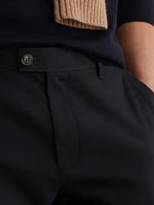 REISS Dobby Cotton Piqué Chino Trousers