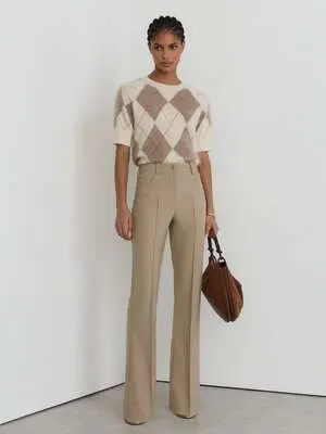 REISS Sofia Flared Twill Seam-detail Trousers