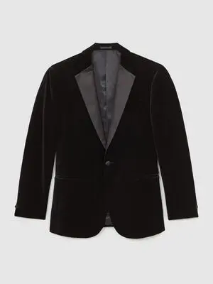 REISS Ace Classic Fit Velvet Single-breasted Blazer
